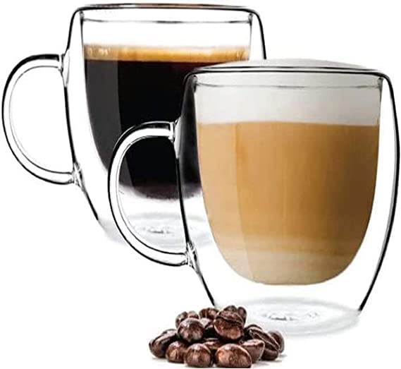 Buy PrimeWorld Double Layer Tea Coffee cup with Handle -350ml set of ...