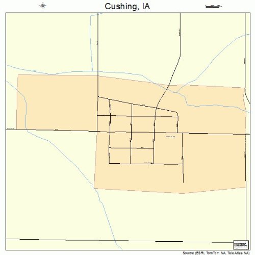 Large Street & Road Map of Cushing, Iowa IA - Printed poster size wall ...