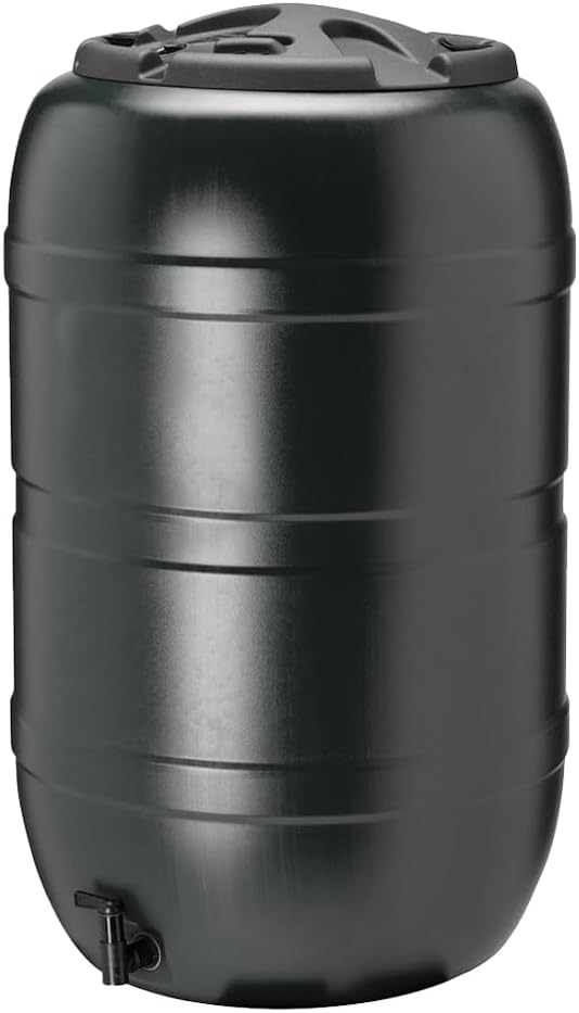 Concept4u 210L Water Butt Including Tap & Lockable Lid Plastic Garden Water Storage Barrel Rain ...