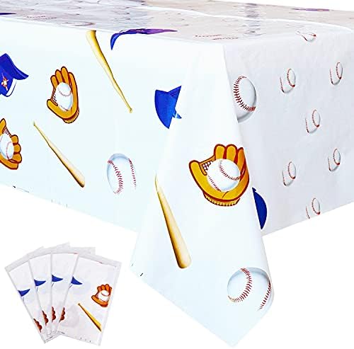 Amazon.com: Lecferrarc 2 Pcs Baseball Tablecloth Baseball Plastic Table ...