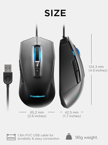 Lenovo Ideapad M100 Ergonomic, Ambidextrous USB RGB Gaming Mouse with ...