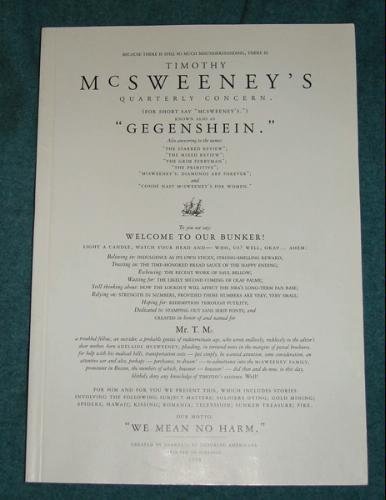Timothy McSweeney's Quarterly Concern (or "Gegenshein"). Autumn 1998 ...
