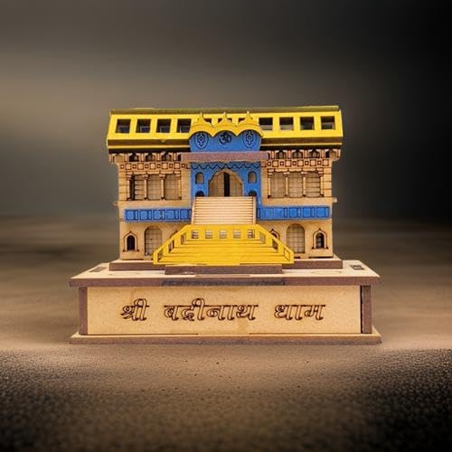 HaridwarDivine Wooden Replica of Shree Badrinath Temple Miniature Small ...