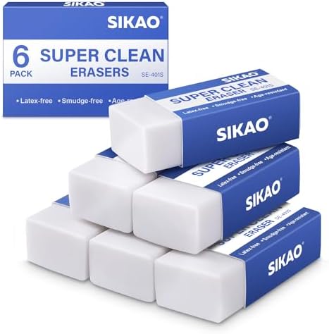 Rubbers Erasers Sikao 6 Pack Pencil Erasers for Kids, Cube Erasers ...