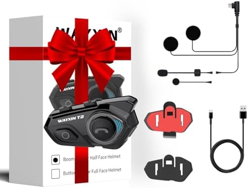 Amazon.co.jp: WAYXIN T2 バイク インカム 300m通信距離 バイク用通信機器 インカムバイク用 2人同時通話 ...