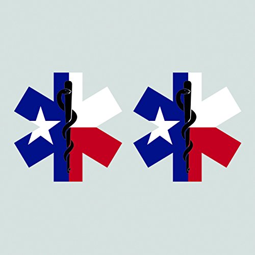 Two Pack Texas State Shaped EMT Flag Sticker FA Graphix Vinyl Decal Die ...