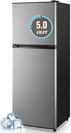 Amazon.com: TACOOL 5.0 Cu.Ft Small Refrigerator with Freezer Double ...