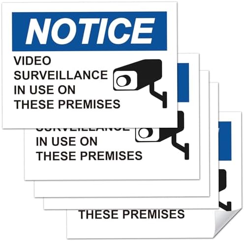 Amazon.com: 5 Pack Video Surveillance Warning Sign Sticker,7"x5 ...