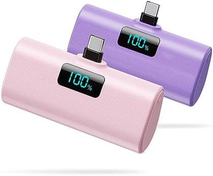 Amazon.com: [2-Pack] Mini Portable Charger 5000mAh Power Bank,3A PD USB ...