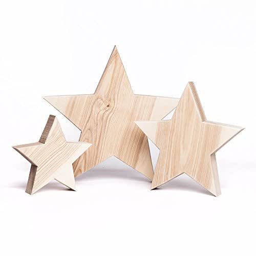 Woods 3er Set Holzstern Esche - Dekoration aus Holz handgefertigt in Bayern I Holzsterne zum ...