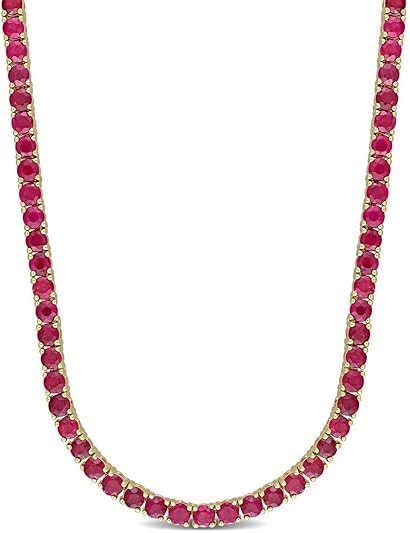 Amazon.com: LR Jewellery 12 Carat Round Cut Ruby Tennis Necklace, 3.5mm ...