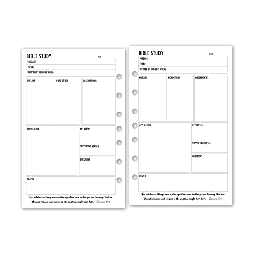 Amazon.com: Half Size Bible Study Planner Insert Refill, 5.5 x 8.5 ...