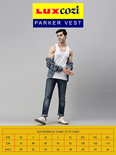 Buy Lux Cozi Men's Pack of 2 White Premium Cotton Round Neck Vest (Size ...