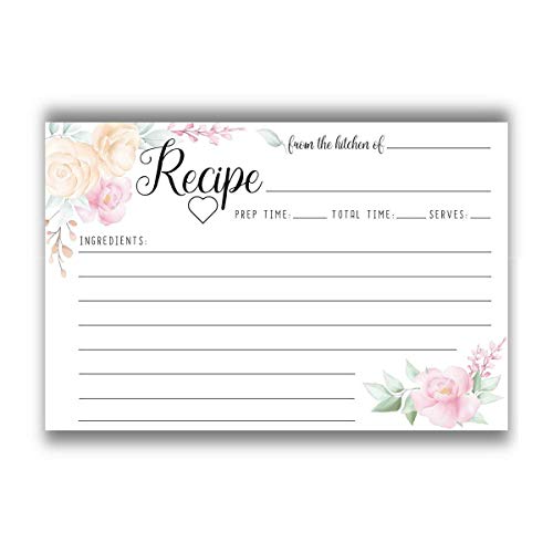Amazon.com: Recipe Cards - Set of 50 - Blank Bridal Shower Recipe Cards ...