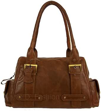 Oriano Davlin Tan Brown Pocket Leather Handbag Bag : Amazon.co.uk: Fashion