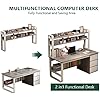 Amazon.com: ALEEIK Computer Desk with Hutch and Bookshelf,Home Office ...