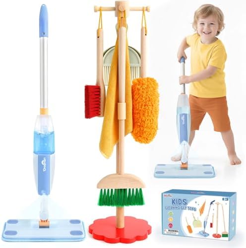 Amazon.com: Dreamon Wooden Toddler Cleaning Set - 10Pcs Kids Cleaning ...