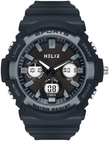 Helix By Timex Grey Round Analog-Digital Watches for Men | Quartz ...