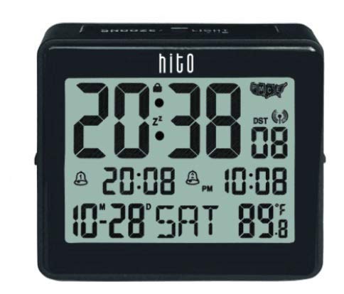 Buy hito Atomic Travel Alarm Clock with Auto Back Light 6 Timezones ...