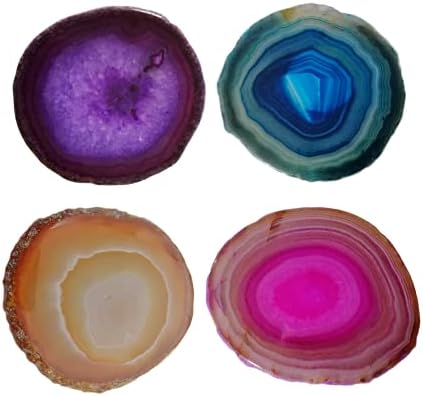 Amazon.com: Dashalexandra Set Of 4 Agate Coasters - Blue Colored Agate ...