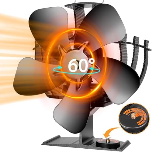 CWLAKON Wood Stove Fan 60° Oscillating Large Size, 5 Blades Heat ...