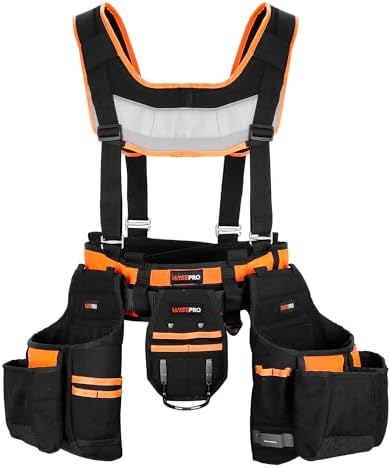 WISEPRO Tool Belt with Suspenders, Tool Belt Organizer with Detachable ...