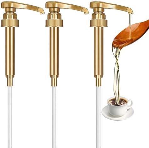 Amazon.com: Syrup Pump | Premium 3 Pack Gold Coffee Syrup Pump For 25.4 ...