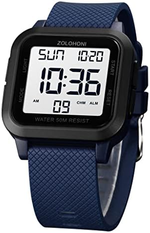 zolohoni Square Men's Digital Watch Big Numbers Dial Large Face ...