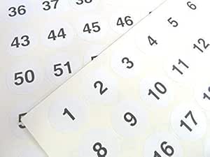 Amazon.com: White 25mm (1 inch) Round Consecutive, Sequential Number ...