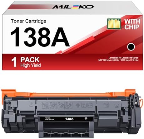 Amazon.com: 138A Black Toner Cartridge 1 Pack Compatible Replacement ...