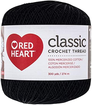 Red Heart Crochet Thread Black 1 Pack of Crochet - Cotton - Size 10-300 ...