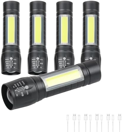 Hilngav 5 Pack Mini Small Pocket LED Flashlight USB-C Rechargeable High ...
