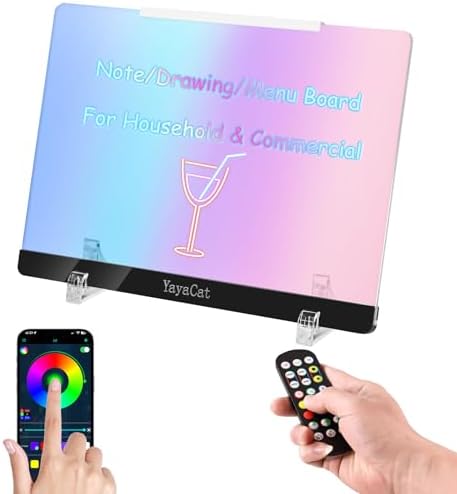 Extra-Thick 0.16X12X8.5 in LED Acrylic Wet Dry Erase Board,Amazing ...