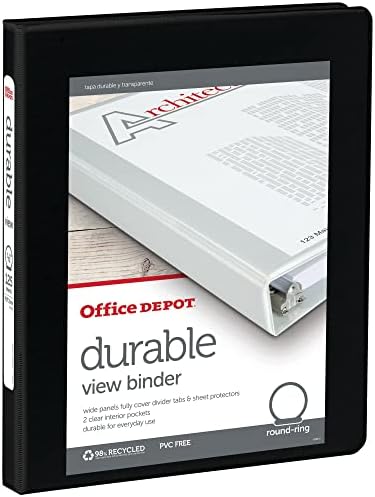 Amazon.com : OfficeMax Durable View Binders with Round Ring 1/2", Black ...