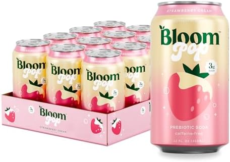 Amazon.com : Bloom Pop Prebiotic Soda 12 Pack, Strawberry Cream Flavor ...