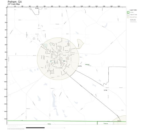 Amazon.com : ZIP Code Wall Map of Pelham, GA ZIP Code Map Laminated ...