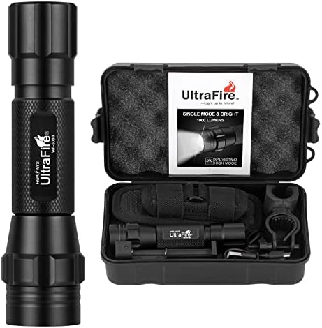 ULTRAFIRE LED Tactical Torch with Holster, 1000 Lumens Single Mode ...
