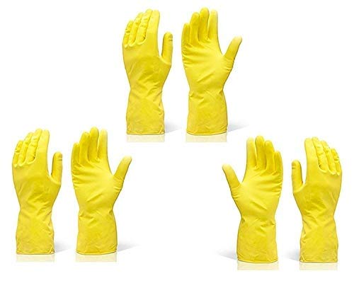 ELECTROPRIME Reusable Rubber Hand Gloves for Cleaning (Colour May Vary ...