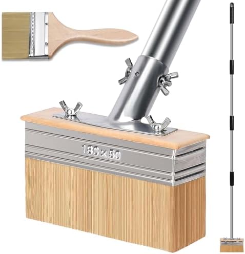 60" Long Handle 6" Decking Paint Brush Deck Stain Applicator with 3" Paint Brush for Woodstains ...