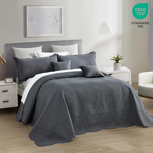 Oversized King Bedspread 138x122 Extra Wide, Ultrasonic Lightweight ...