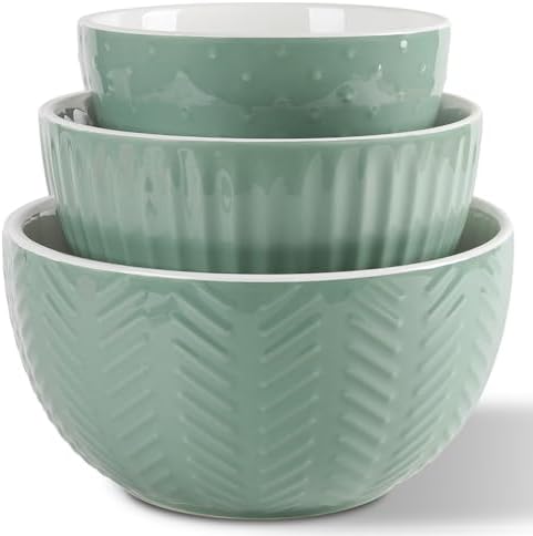 Amazon.com: HAPPY KIT Ceramic Mixing Bowls Set, Nesting Bowls Set For ...