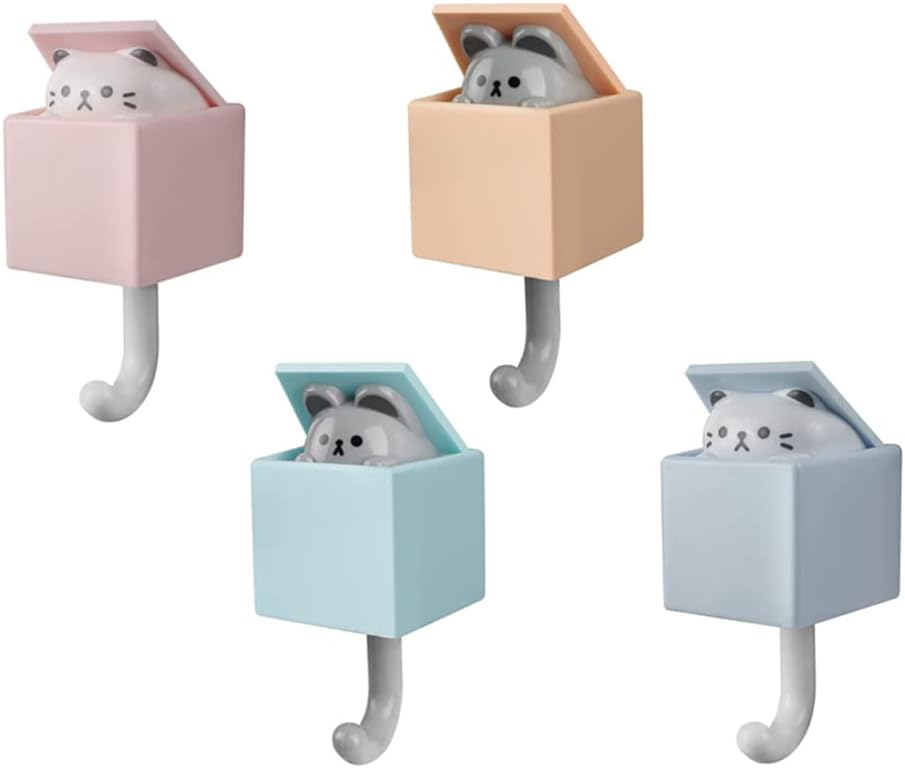 Amazon.com: PDRYLY 4 Pcs Creative Adhesive Coat Hooks, Cute Pet Hook ...