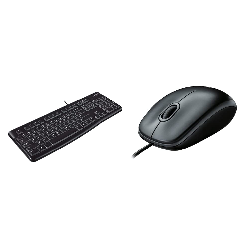 Amazon.com: Logitech K120 Ergonomic Desktop USB Wired Keyboard B100 ...