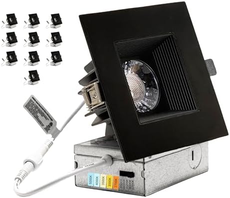 YUURTA 4-Inch Black Square Recessed Lighting Anti Glare Ceiling LED ...