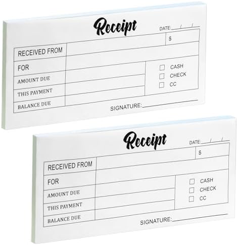 2 Pack Invoice Receipt Book,6 x 3 Inch, Carbon Duplicate Copies Receipt ...
