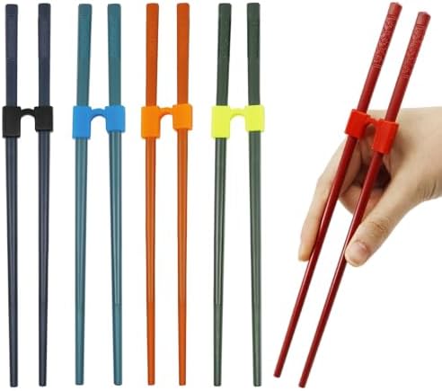 Chopsticks and Chop Stick Helpers 5 Pairs Set, Plastic Hinges Connector ...