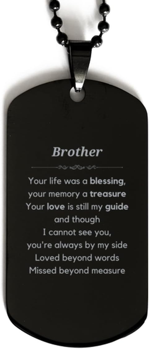 Amazon.com: Brother Memorial Gifts, Bereavement Black Dog Tag Gifts for ...