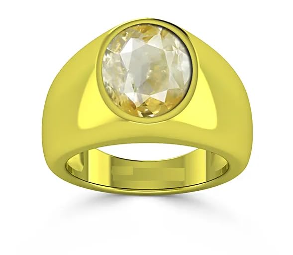 Buy 42 USPTO Real pila pukhraj Stone 7.25 ratti Original Certified Ring ...