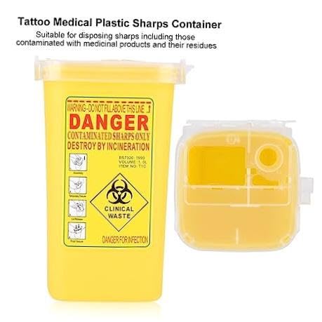 Biohazard Sharps Container – 1L Tattoo Needle Disposal Box Plastic ...