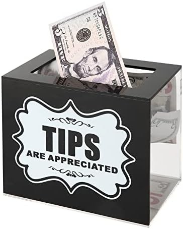 Amazon.com : Vesici 2 Pcs Acrylic Tips Jar Donation Tip Box 6" L x 4" W ...